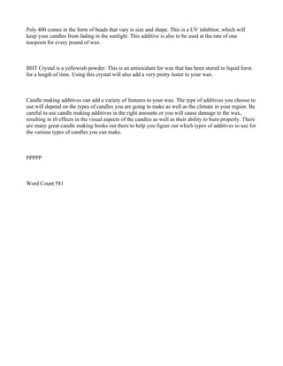 Candle Making Additives | DOC | Candle and Soap Making | Arts and Crafts