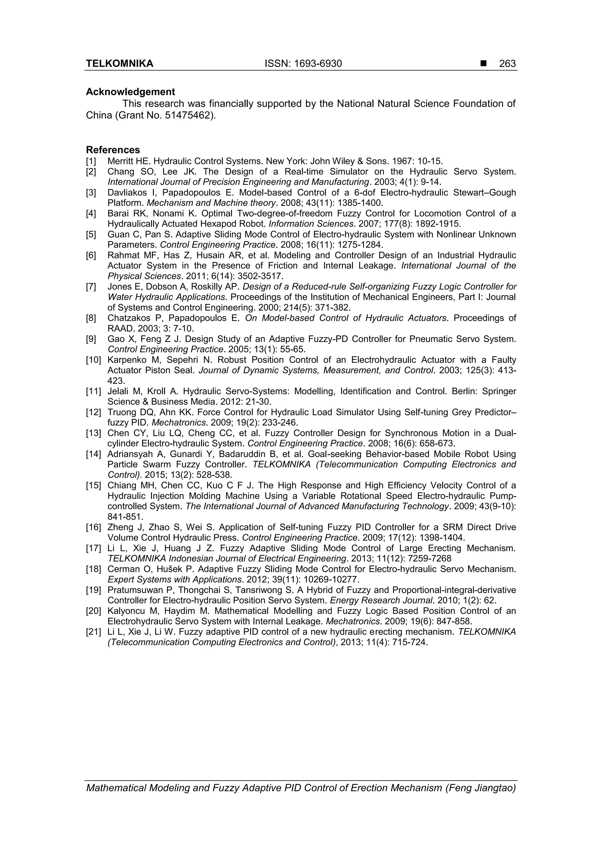 Mathematical Modeling And Fuzzy Adaptive Pid Control Of Erection