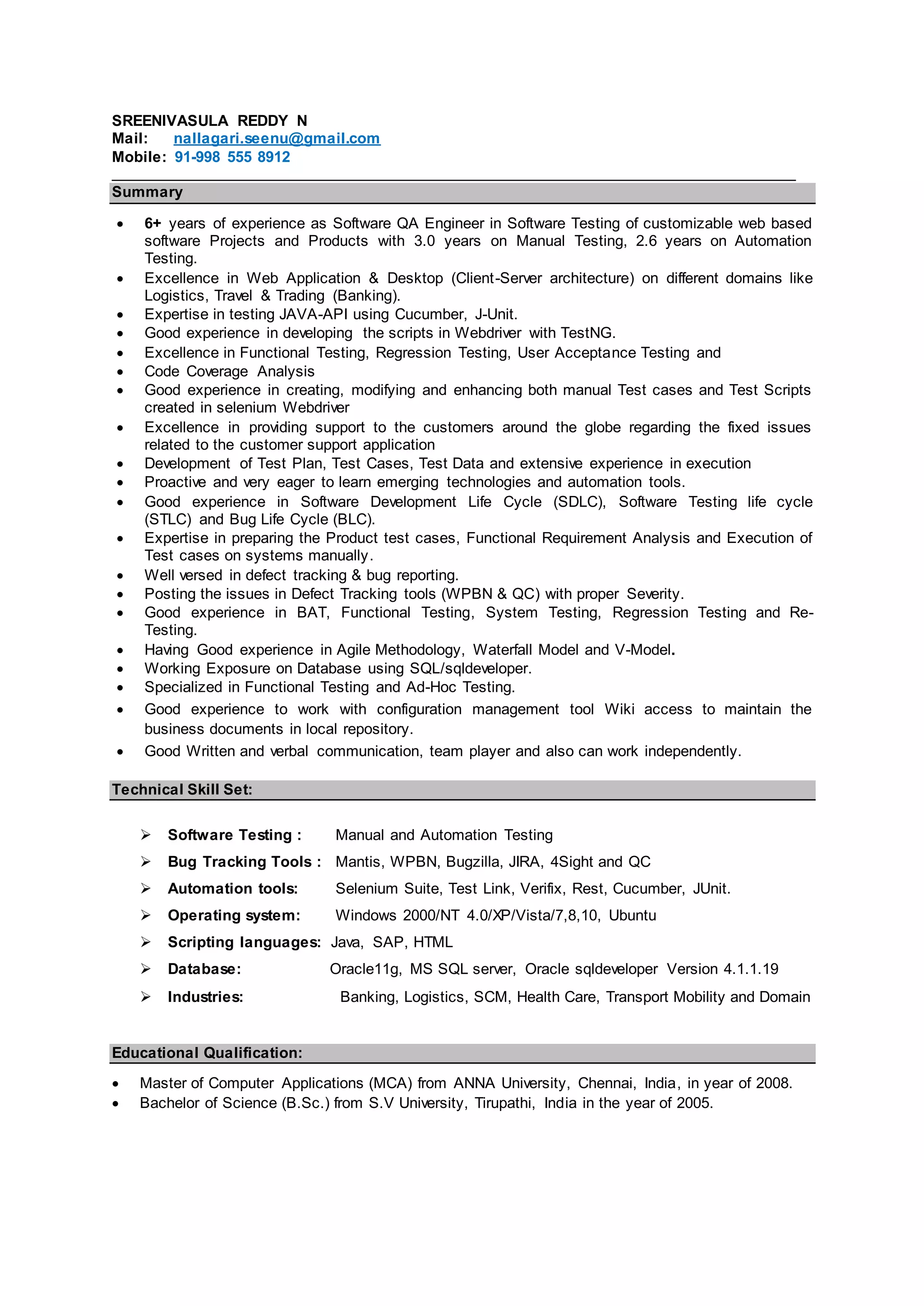 Srini_Resume | DOCX | Web Development | Internet