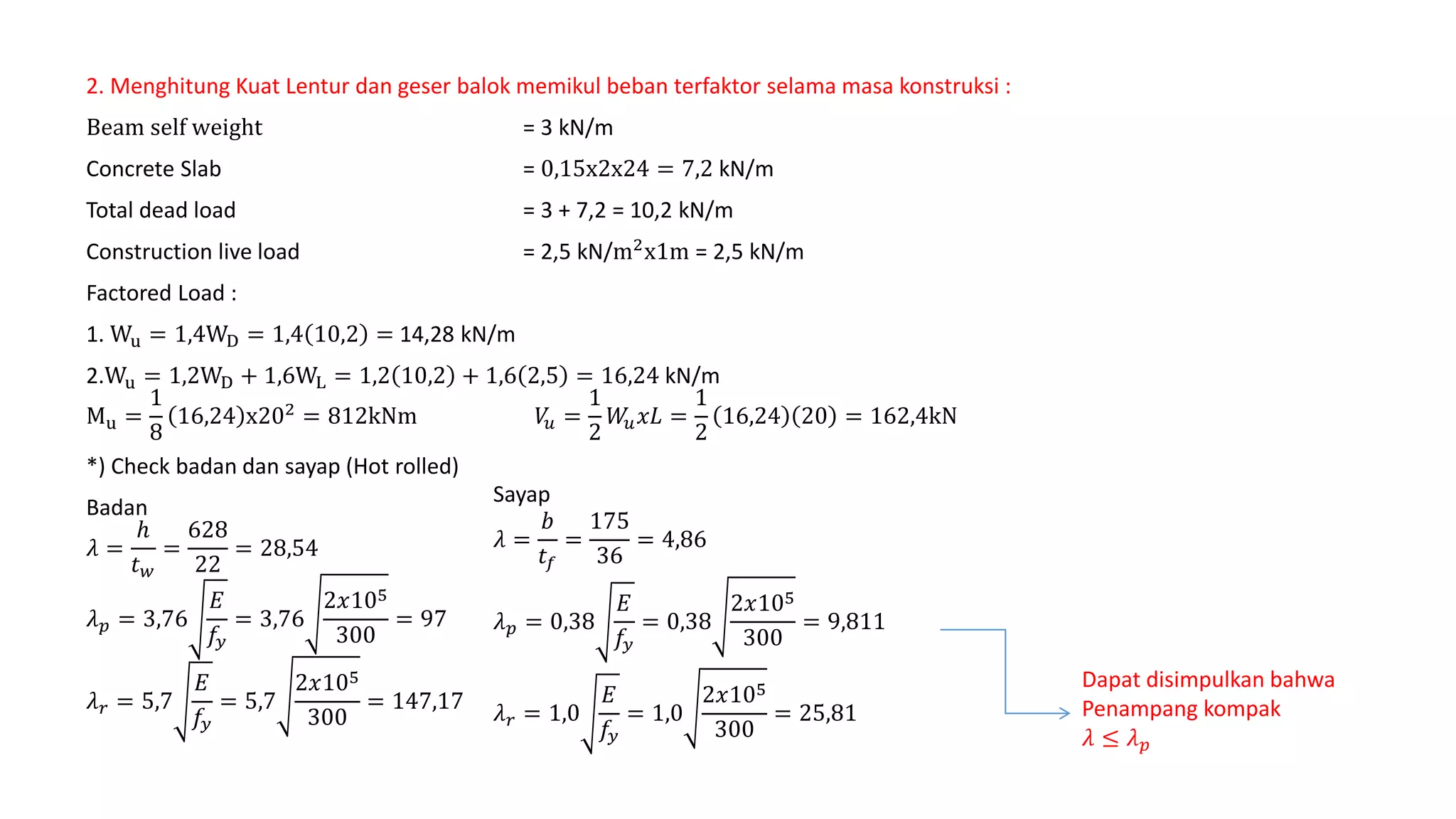 menghitung Momen Ultimate baja komposit | PPTX