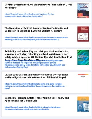 Control Systems Safety Evaluation and Reliability Third Edition William ...