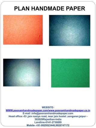 Poonam handmade paper-final | PPTX | Scrapbooking | Arts and Crafts