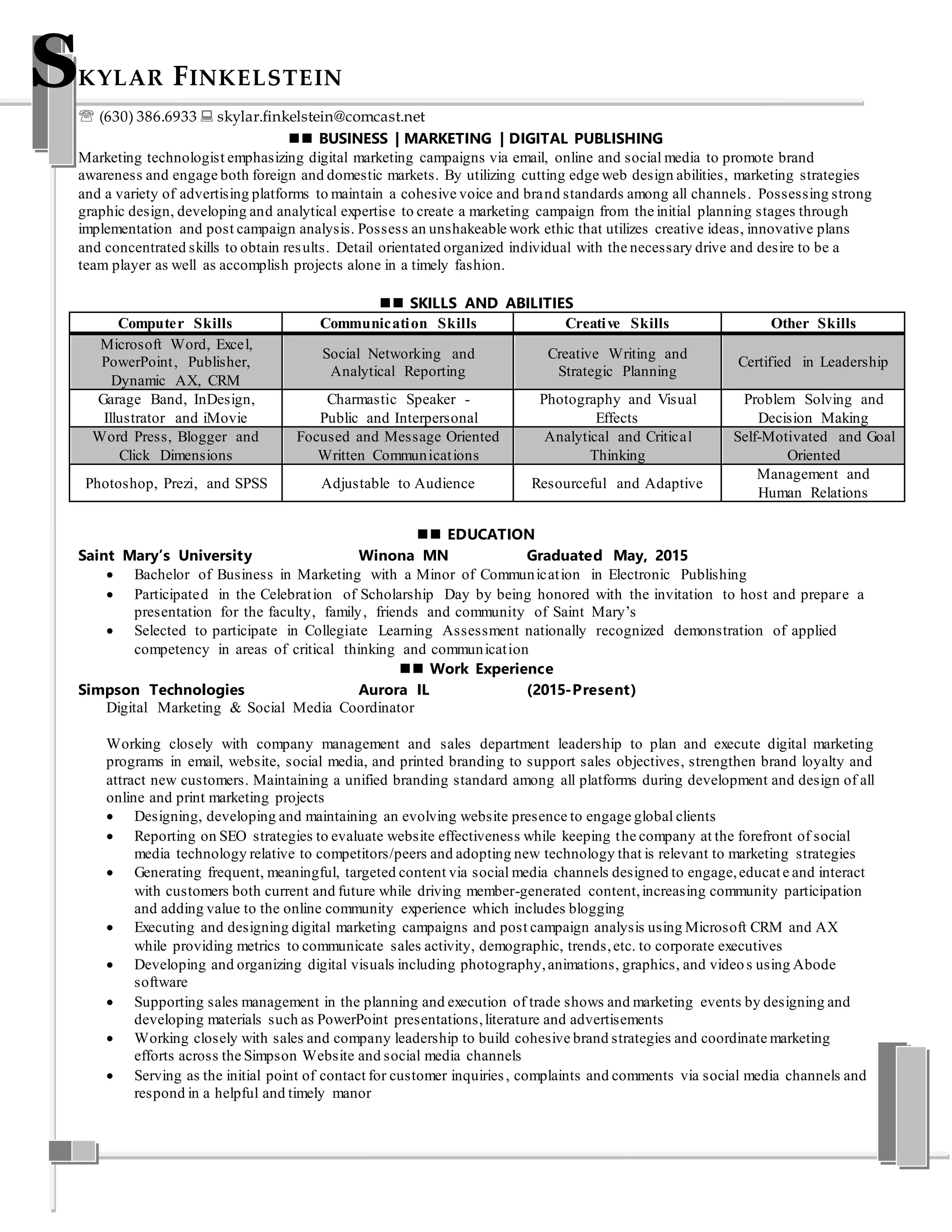 Skylar Finkelstein Resume | DOCX