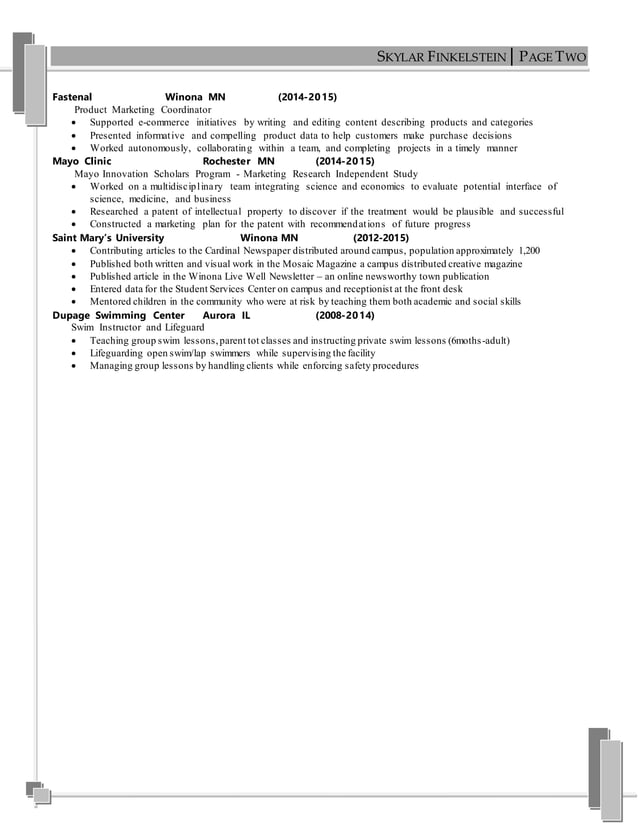 Skylar Finkelstein Resume | PDF