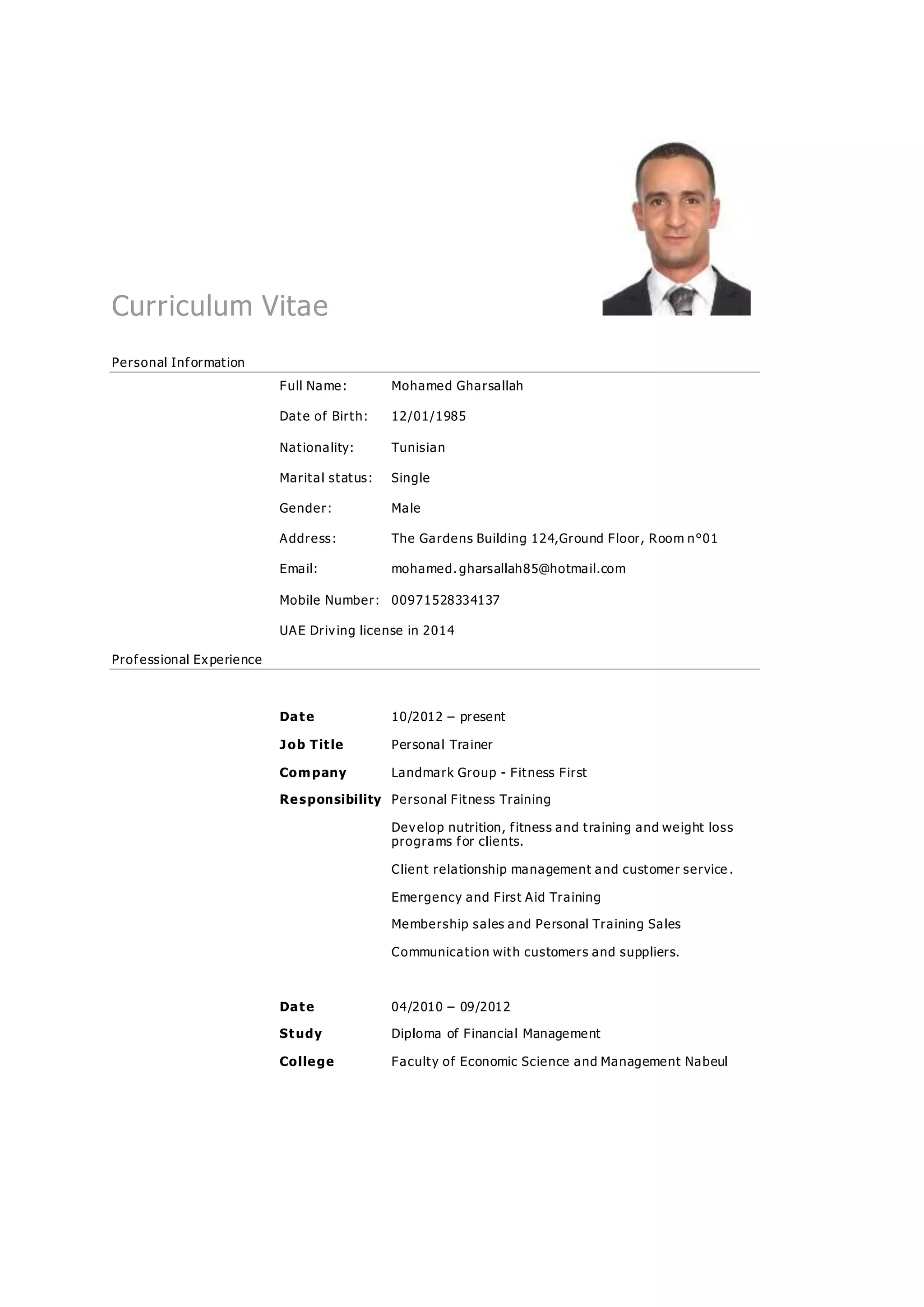 cv mohamed | DOCX