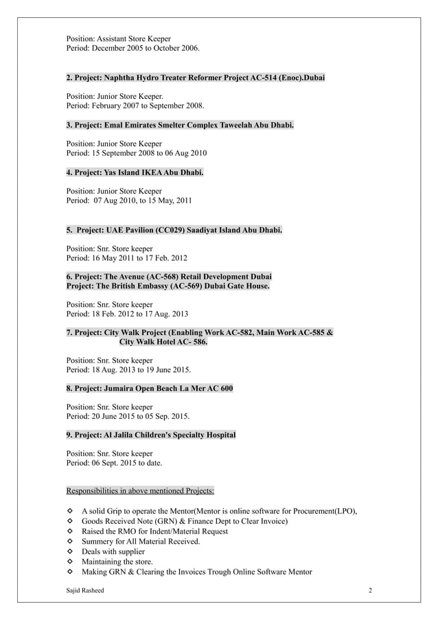 Sajid Rasheed CV | PDF