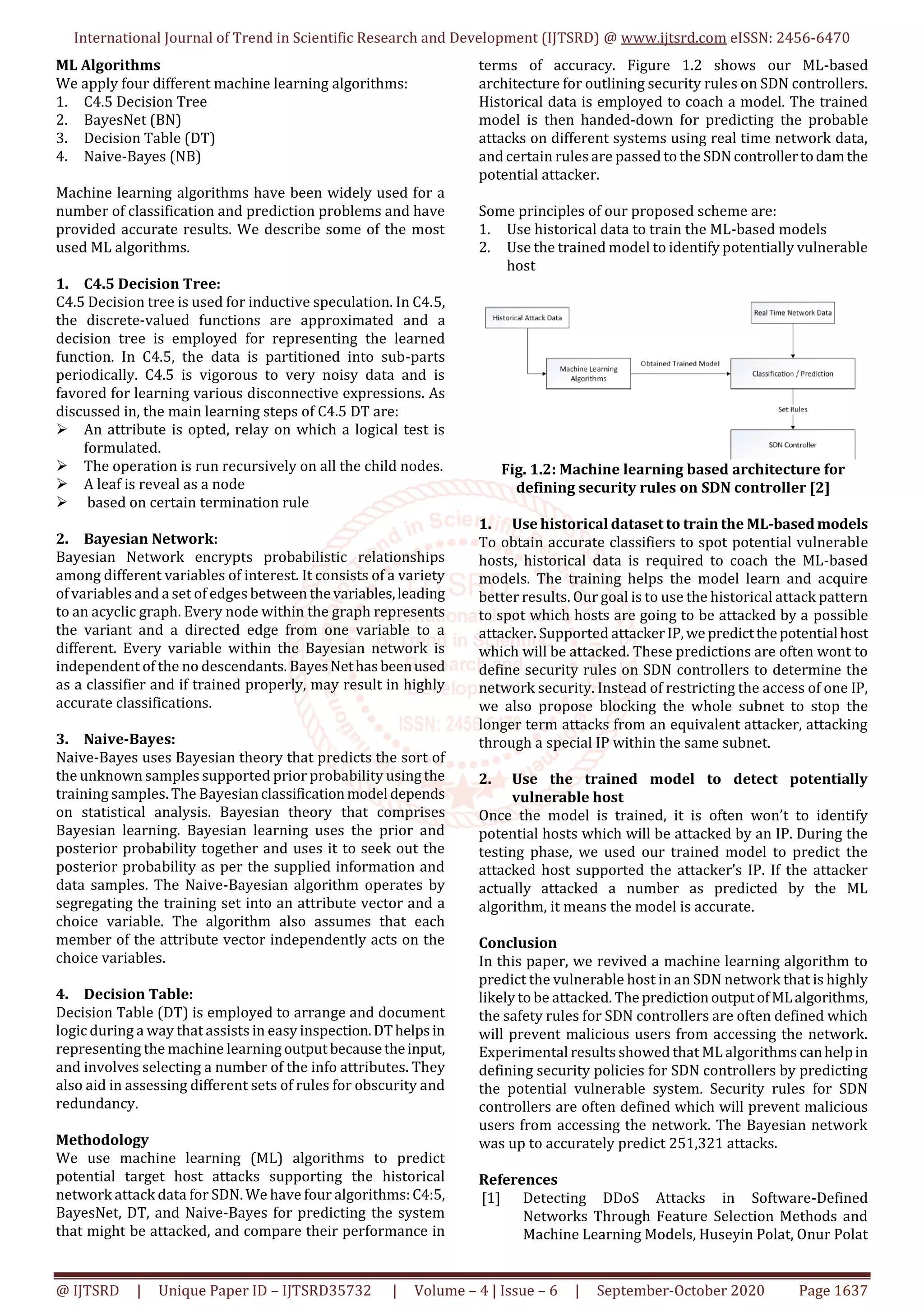 Review Paper on Predicting Network Attack Patterns in SDN using ML | PDF