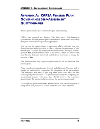 CAPSA Governance Guidelines&Questionnaire | PDF