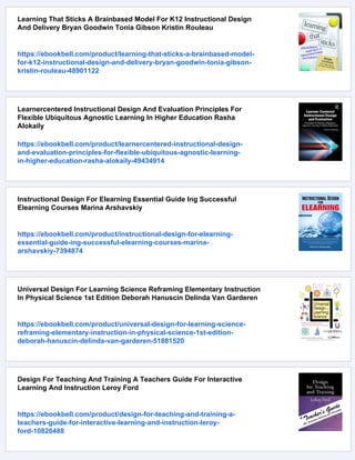 Instructional Design For Learning Theoretical Foundations Norbert M ...