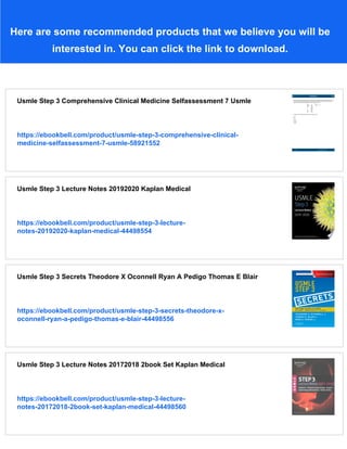 Usmle Step 3 Comprehensive Clinical Medicine Selfassessment 7 ...