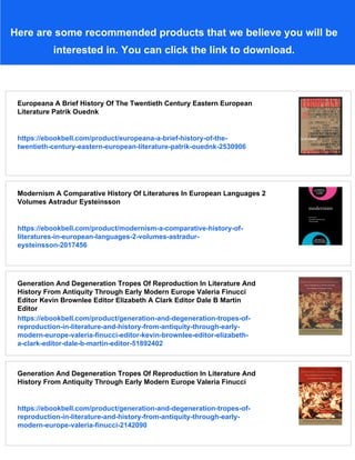 A History Of European Literature The West And The World From Antiquity ...