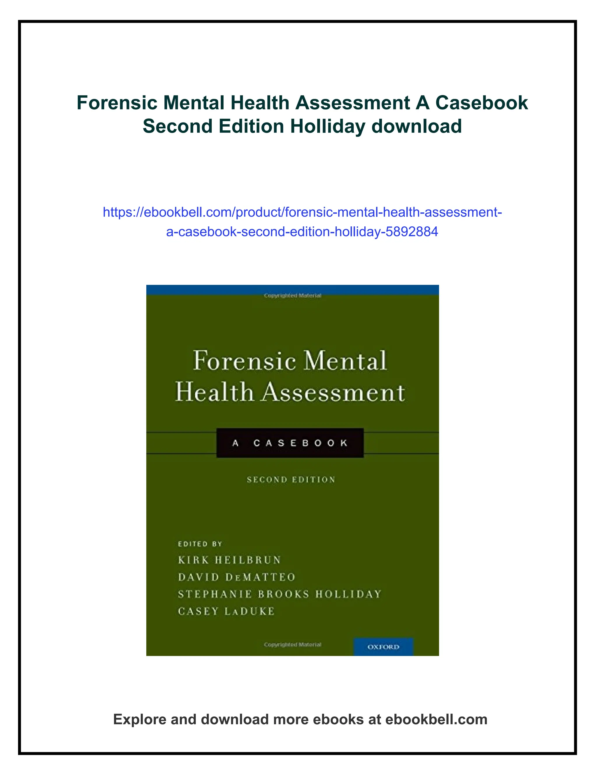 Forensic Mental Health Assessment A Casebook Second Edition Holliday | PDF