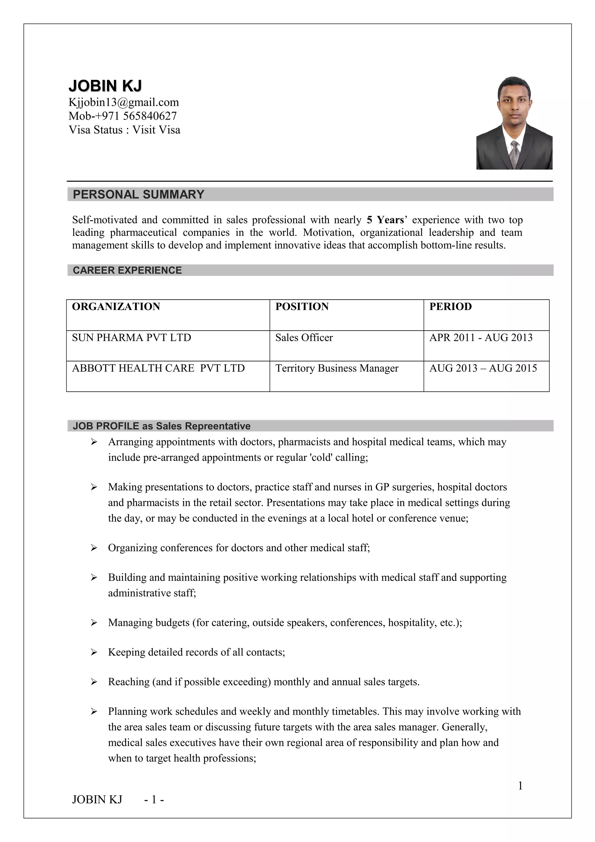 JOBIN DUBAI RESUME lst | PDF