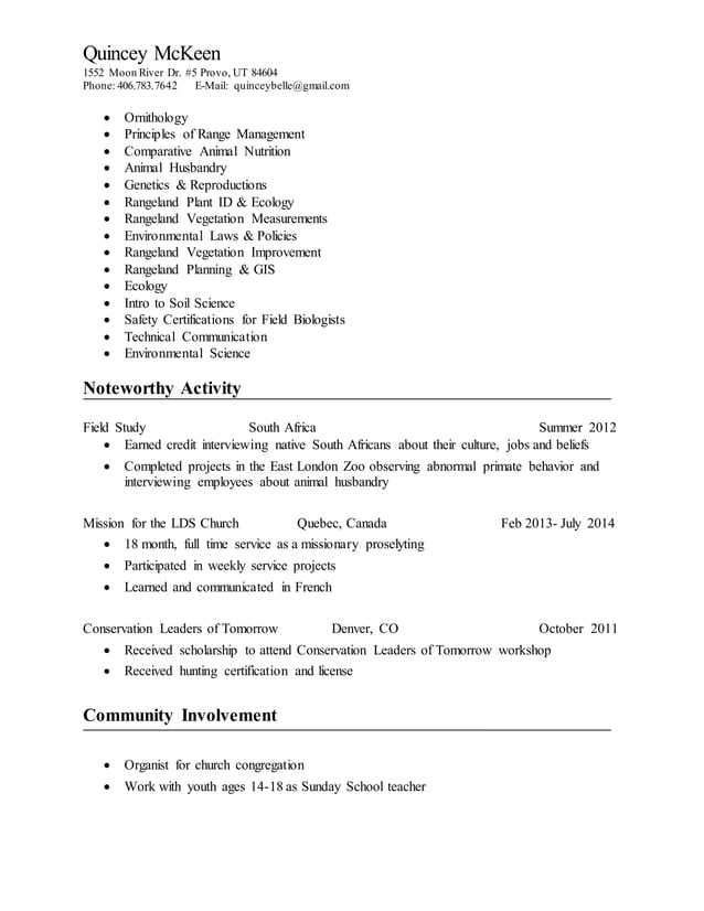 Resume for Senior Seminar | DOCX | Science