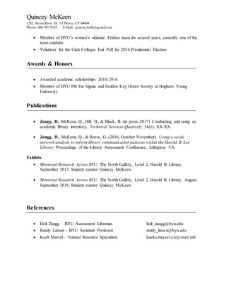 Resume for Senior Seminar | DOCX