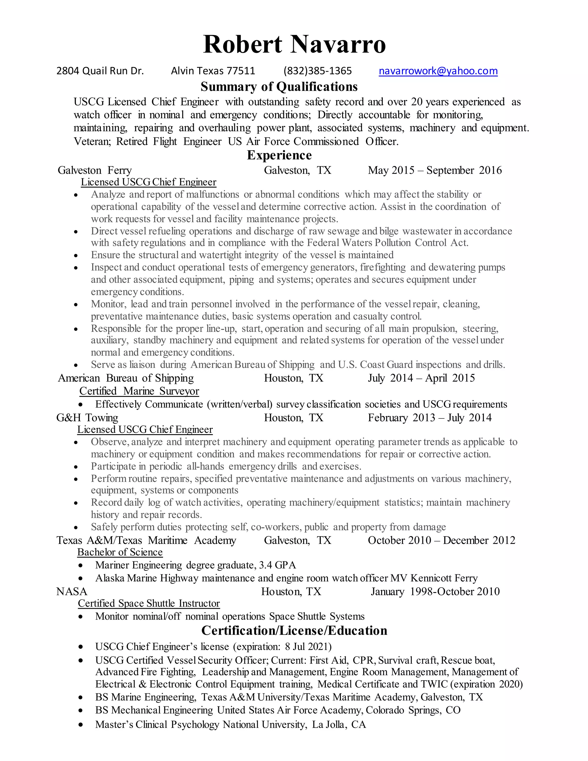 chief resume | DOCX | Civil Engineering Industry | Industries