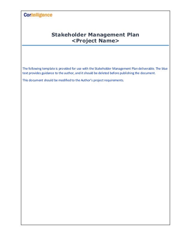 Project Stakeholder Management Plan Template