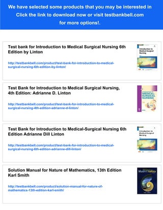 Test Bank for Introduction to Medical Surgical Nursing, 5th Edition ...