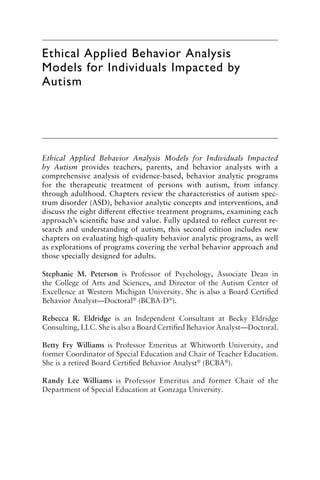Ethical Applied Behavior Analysis Models For Individuals Impacted By ...