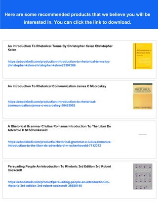 Introduction To Rhetorical Theory 2nd Ed Hauser Gerard A | PDF