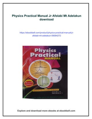 Physics Practical Manual Jr Afolabi Mt Adelakun | PDF