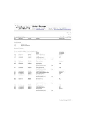 Bachelor Hum Serv and Nursing University Transcript | DOCX