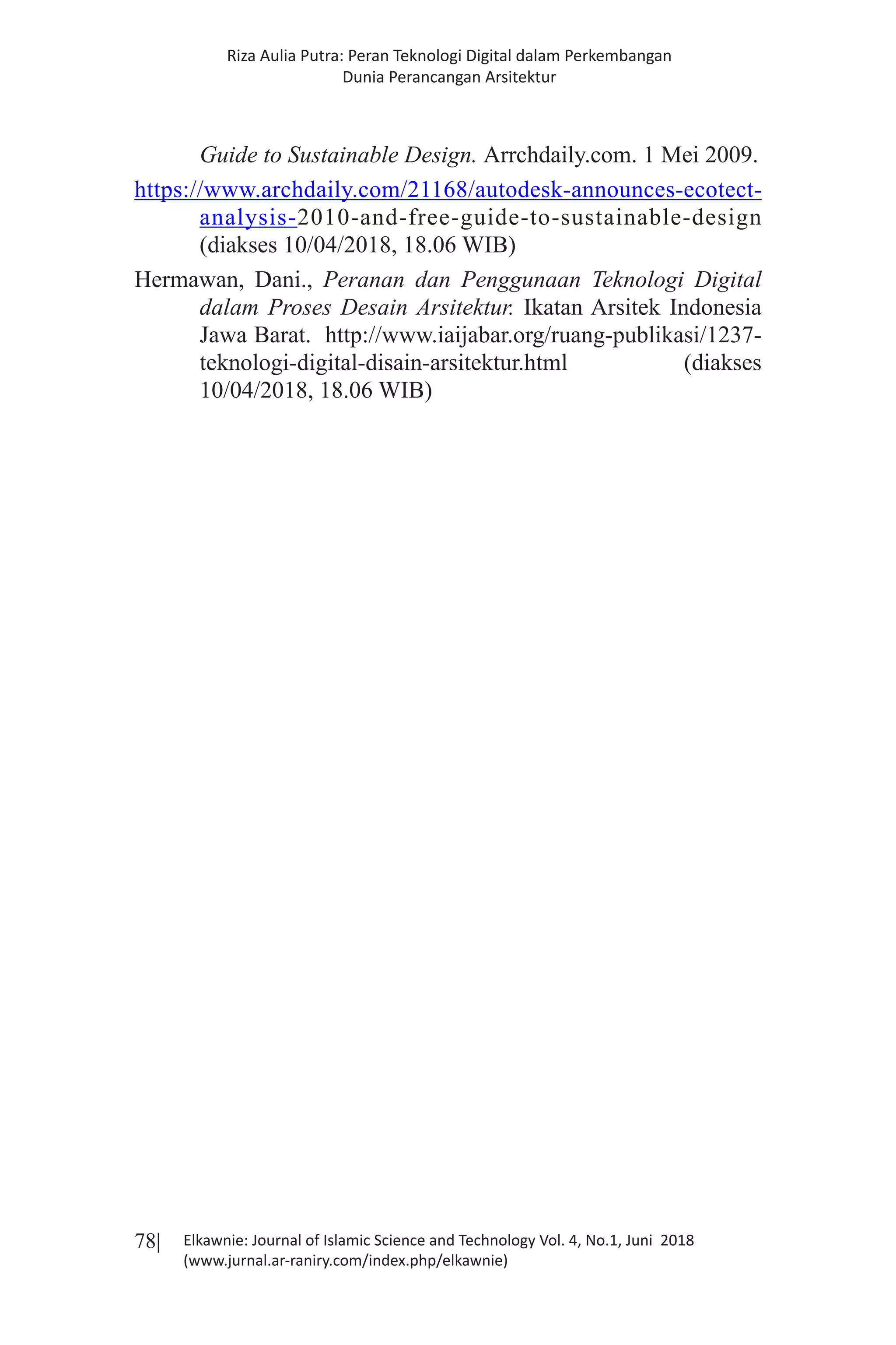 PERAN TEKNOLOGI DIGITAL DALAM PERKEMBANGAN DUNIA PERANCANGAN ARSITEKTUR | PDF