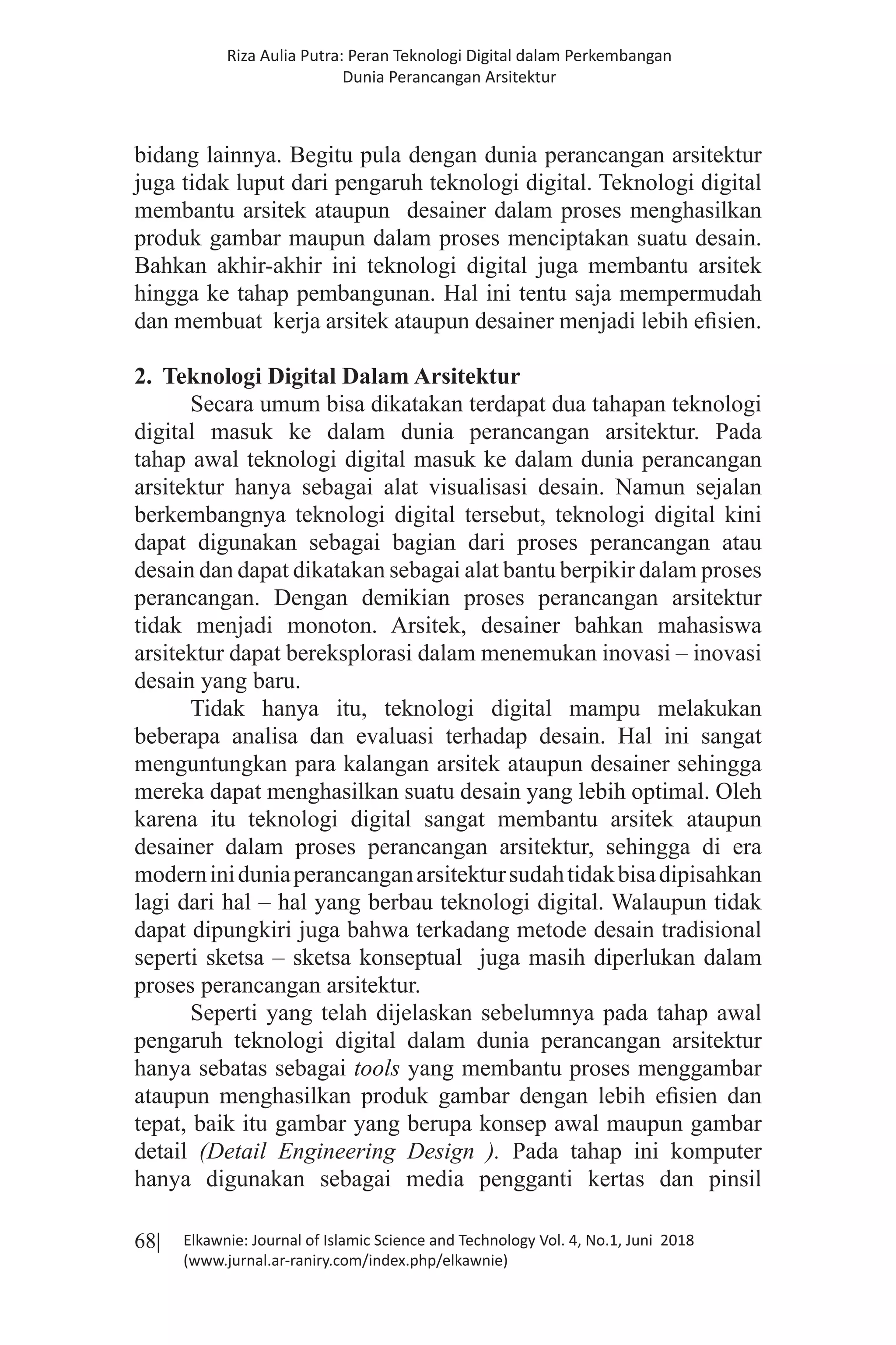 Peran Teknologi Digital Dalam Perkembangan Dunia Perancangan Arsitektur