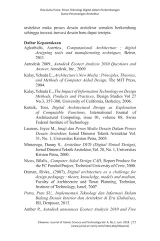 PERAN TEKNOLOGI DIGITAL DALAM PERKEMBANGAN DUNIA PERANCANGAN ARSITEKTUR | PDF