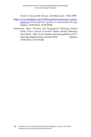 PERAN TEKNOLOGI DIGITAL DALAM PERKEMBANGAN DUNIA PERANCANGAN ARSITEKTUR ...