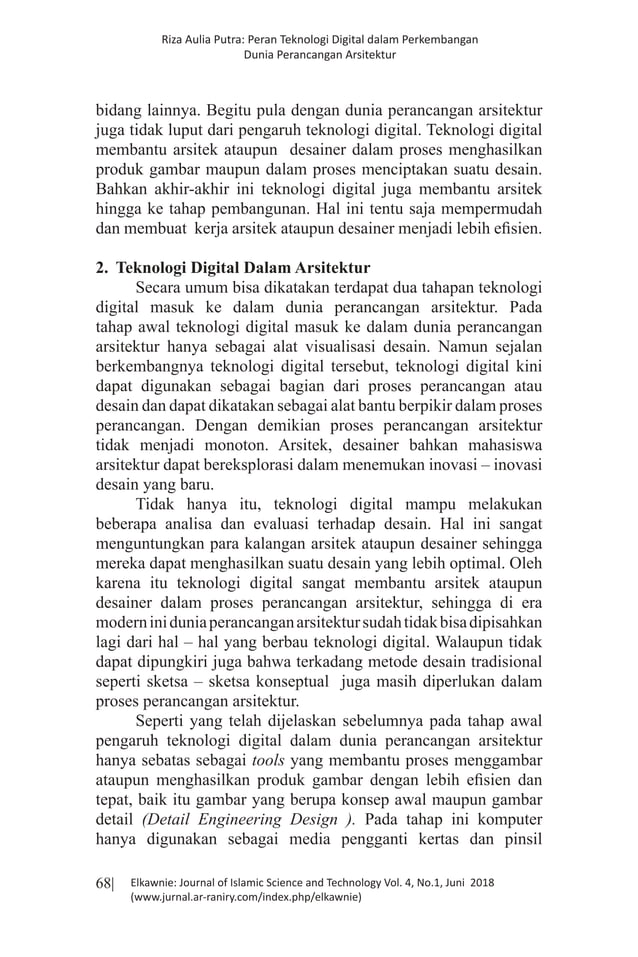 PERAN TEKNOLOGI DIGITAL DALAM PERKEMBANGAN DUNIA PERANCANGAN ARSITEKTUR | PDF