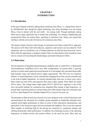 Performance Study of Active Continuous Time Filters | PDF