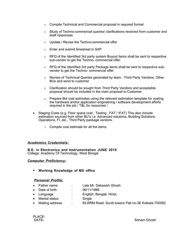 Resume of Soham Ghosh | PDF