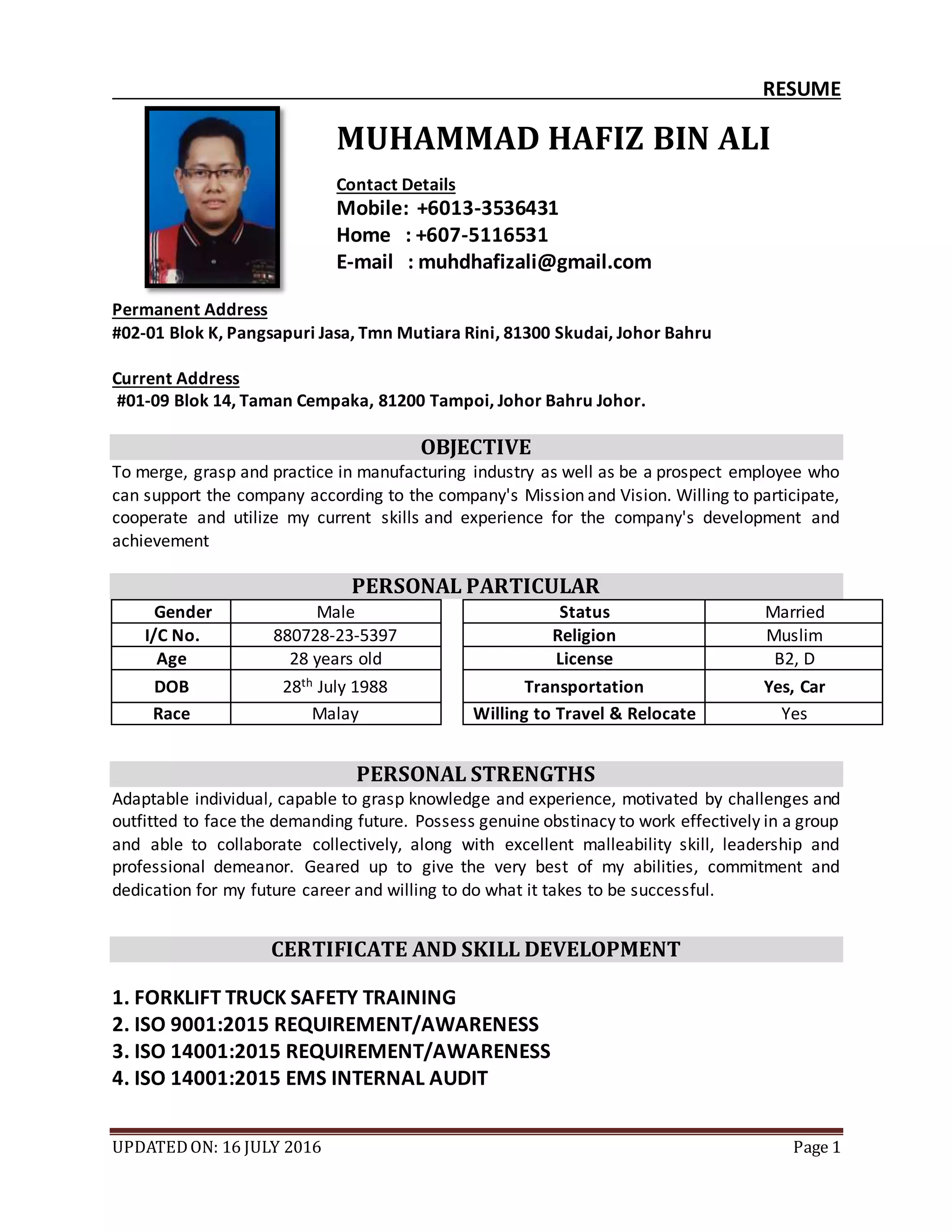 Resume-Muhammad Hafiz Ali | DOCX