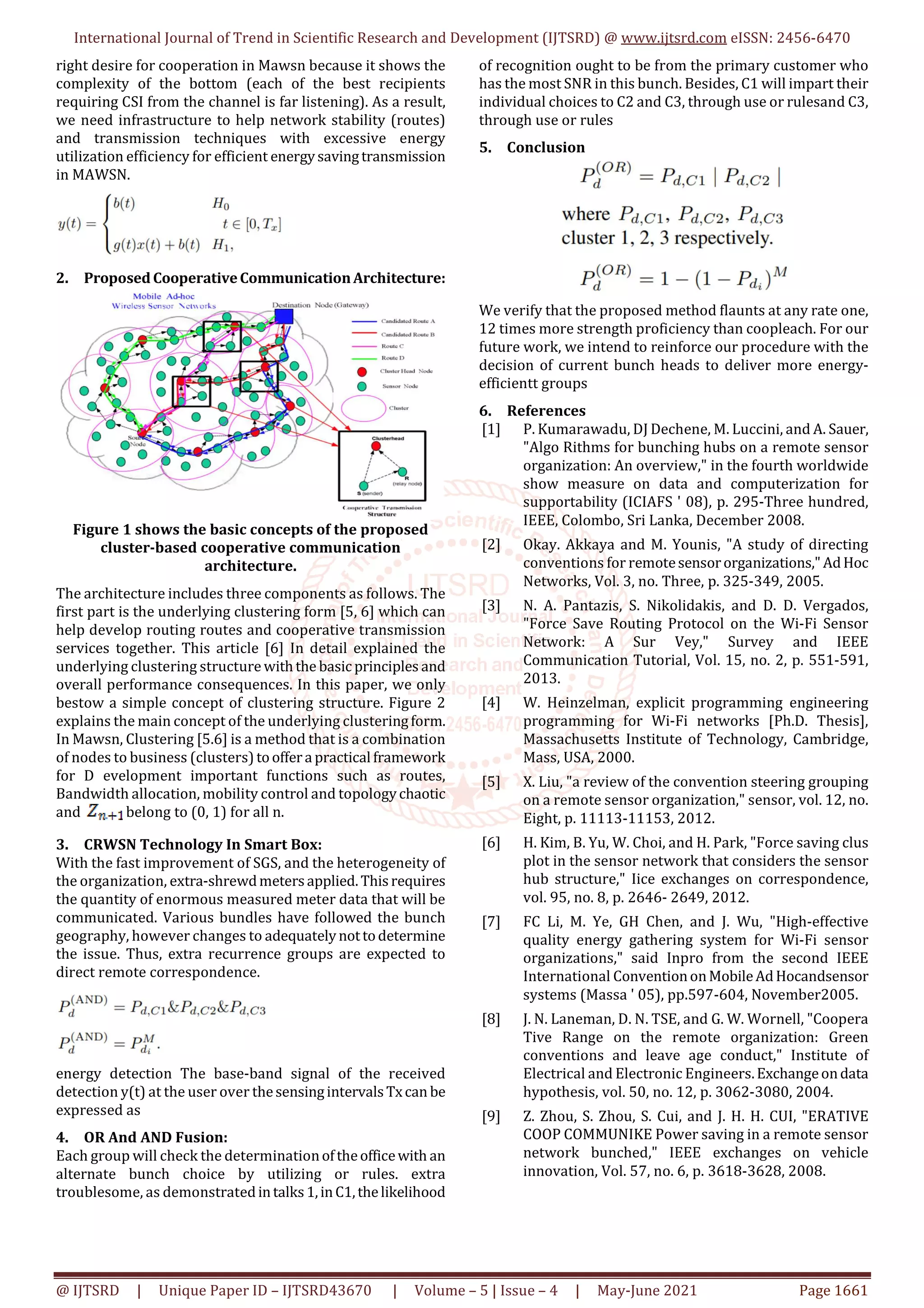 Wireless Sensor Network Based Clustering Architecture For Cooperative Communication Pdf