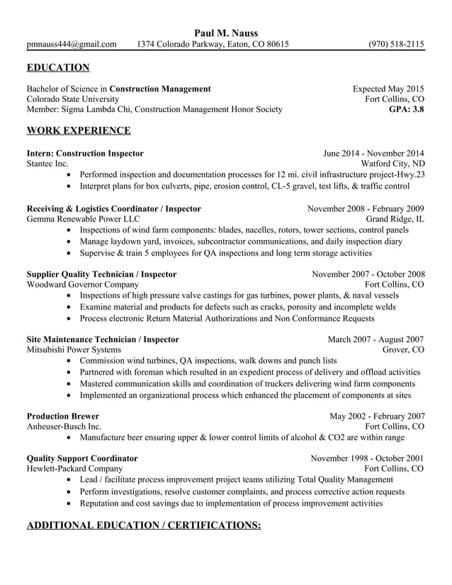 Resume- Nauss, Paul M. | PDF