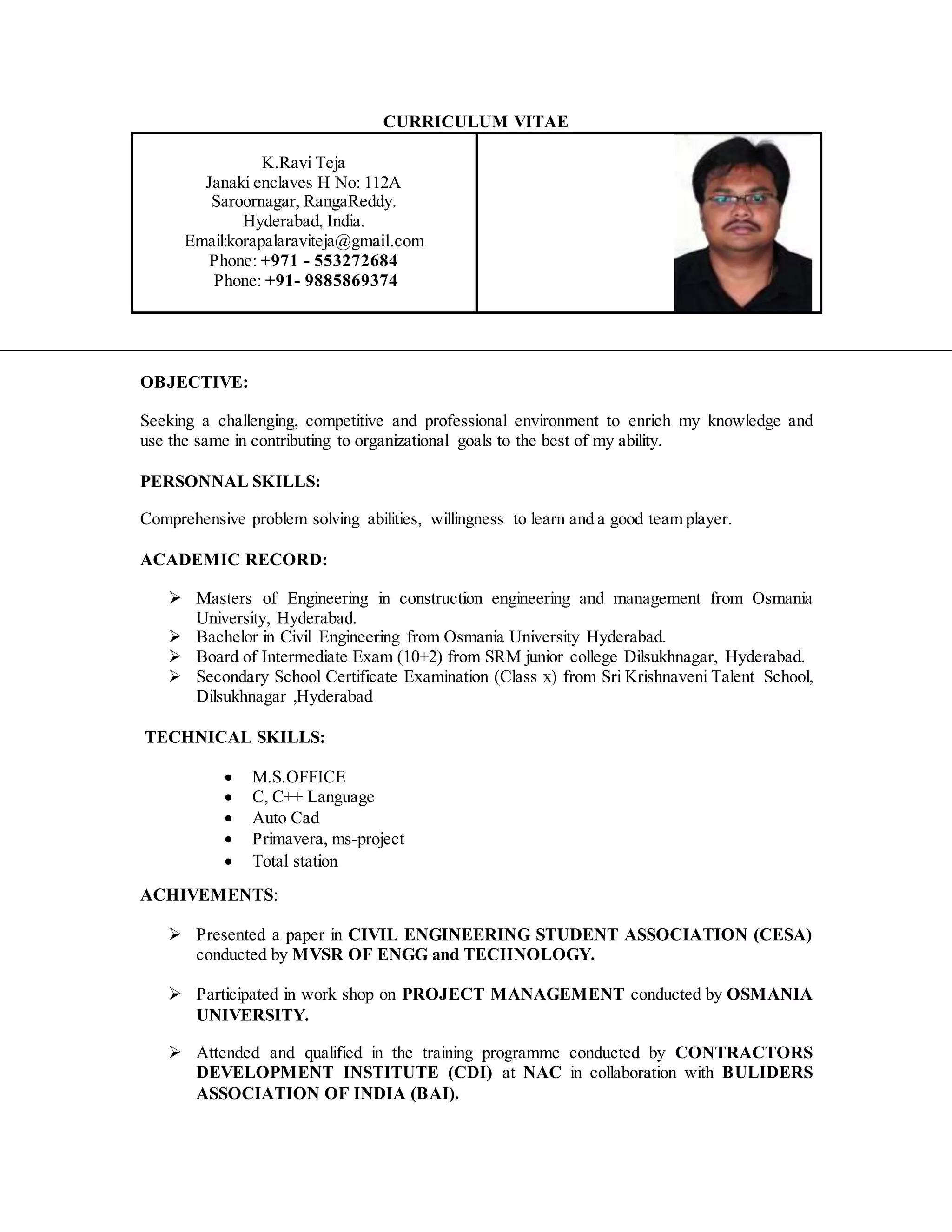Civil Site Engg_Raviteja B | DOCX