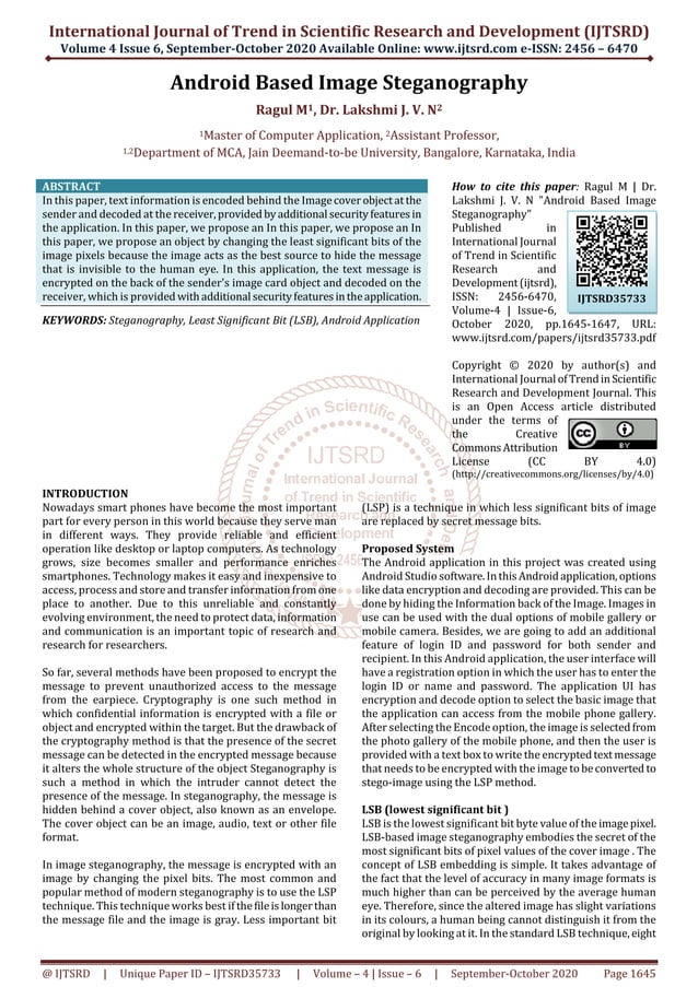 Android Based Image Steganography | PDF | Internet | Computing