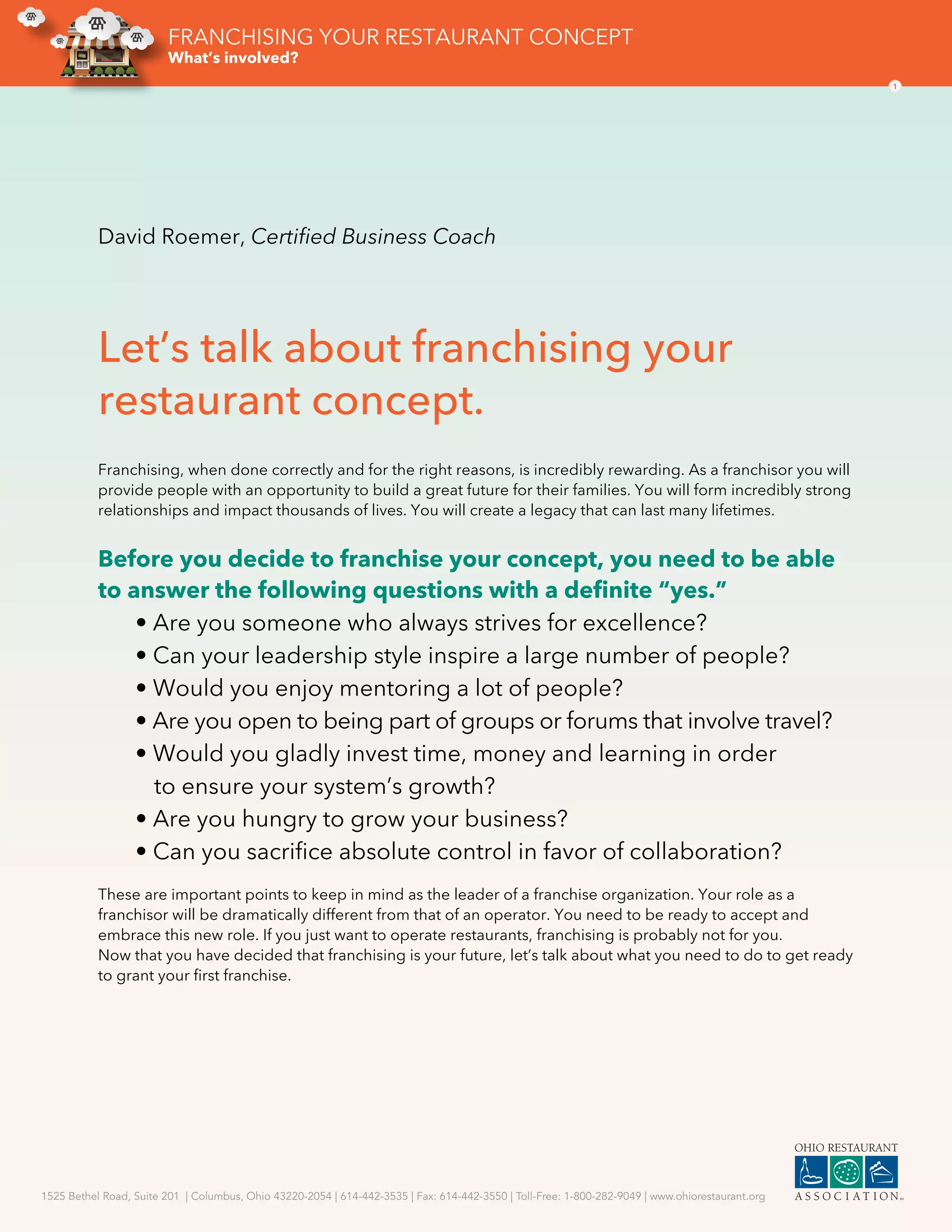 E-Book Franchising Your Restaurant Concept_4-1-2015 | PDF