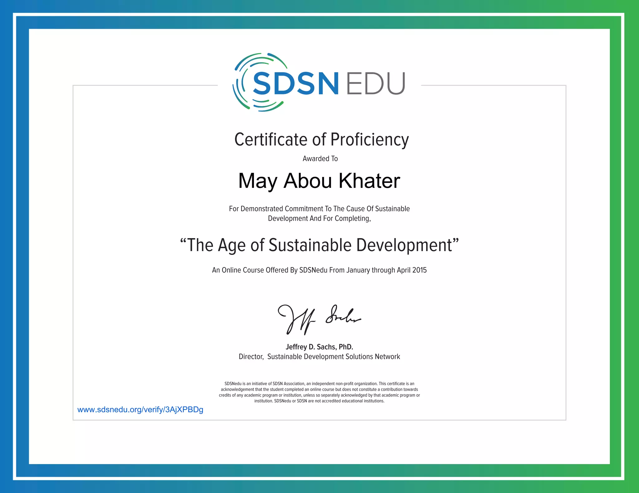 certificate sustainable development | PDF