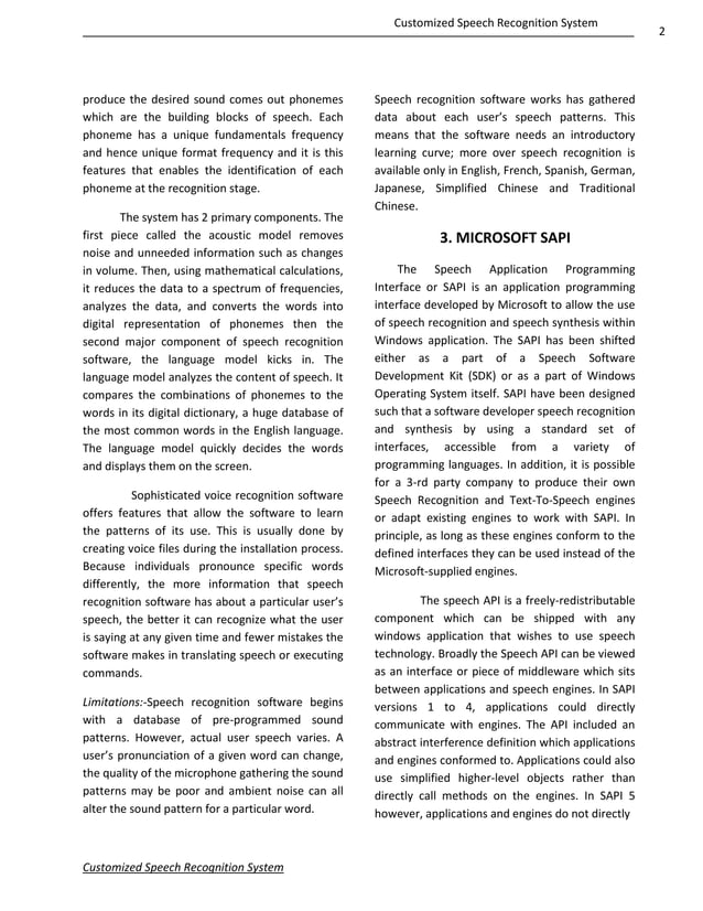 Paper on Speech Recognition | PDF | Operating Systems | Computer Software and Applications