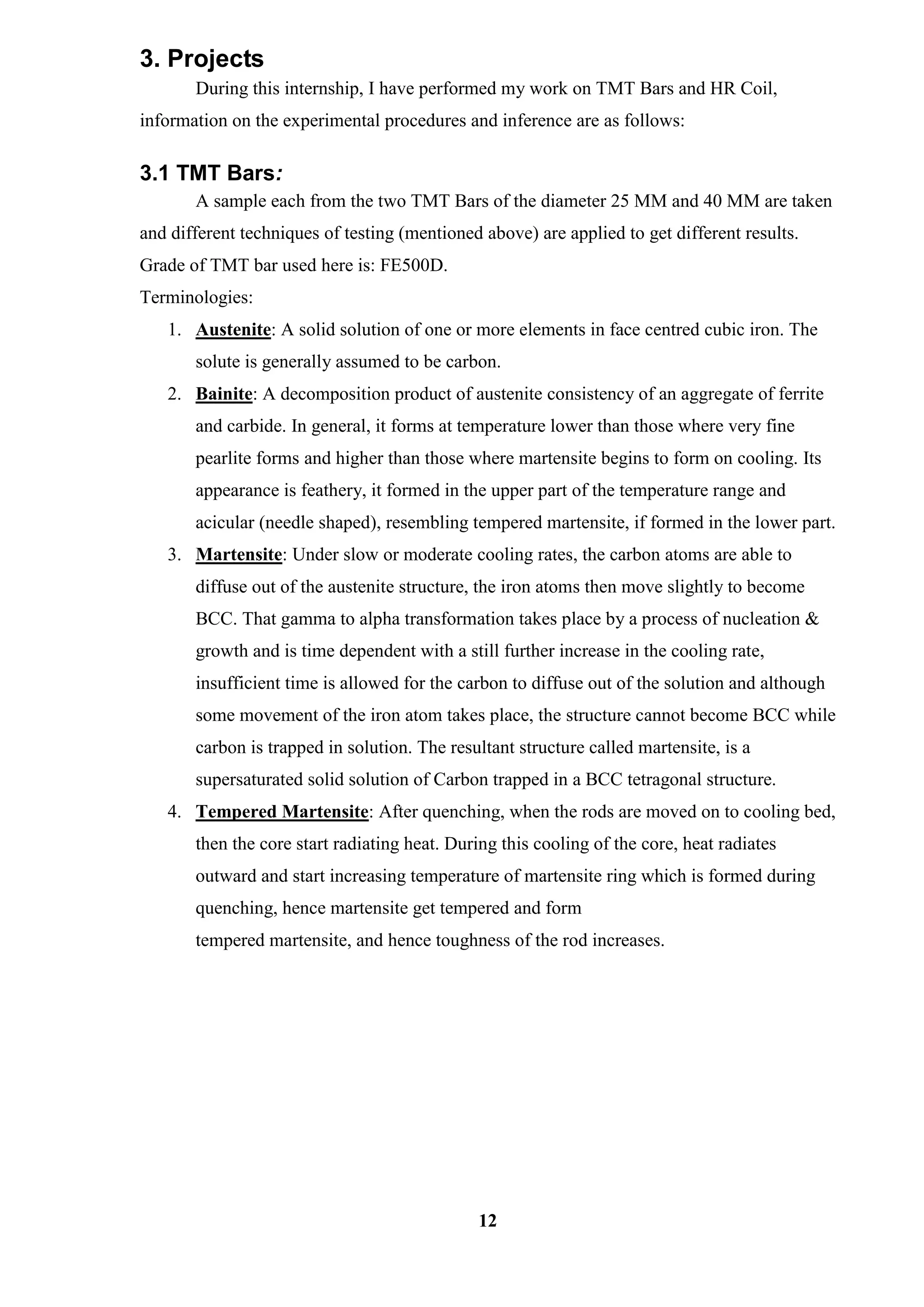 Internship jsw report | PDF