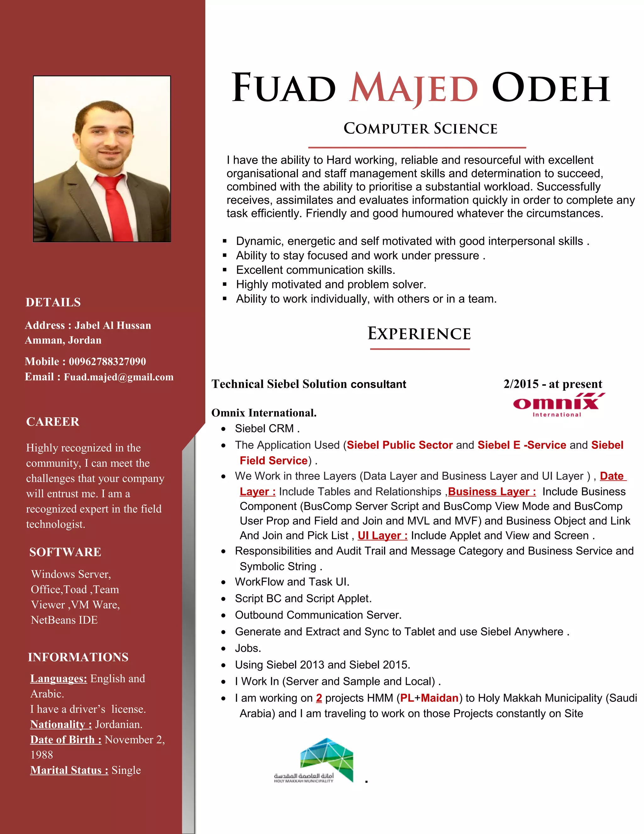 Fuad Odeh CV | DOC | Databases | Computer Software and Applications