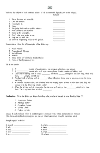 Grade 9 english TEST | DOCX