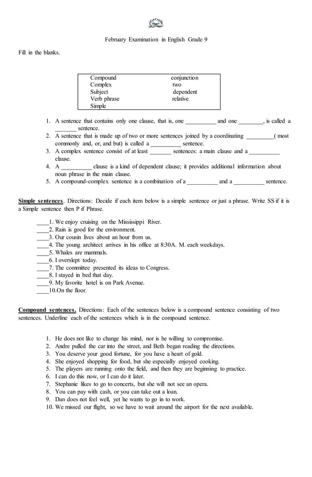 Grade 9 english TEST