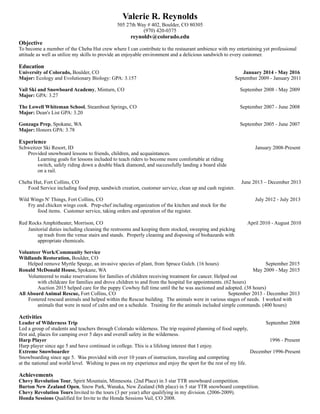 Reynolds Valerie resume 2016 | PDF