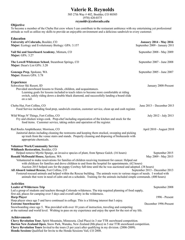 Reynolds Valerie resume 2016 | PDF