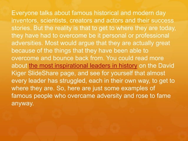 Amazing Examples of Successful People Overcoming Adversity | PPT