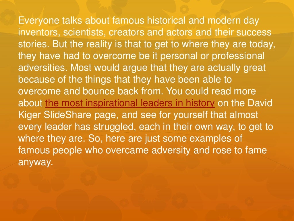 Amazing Examples of Successful People Overcoming Adversity