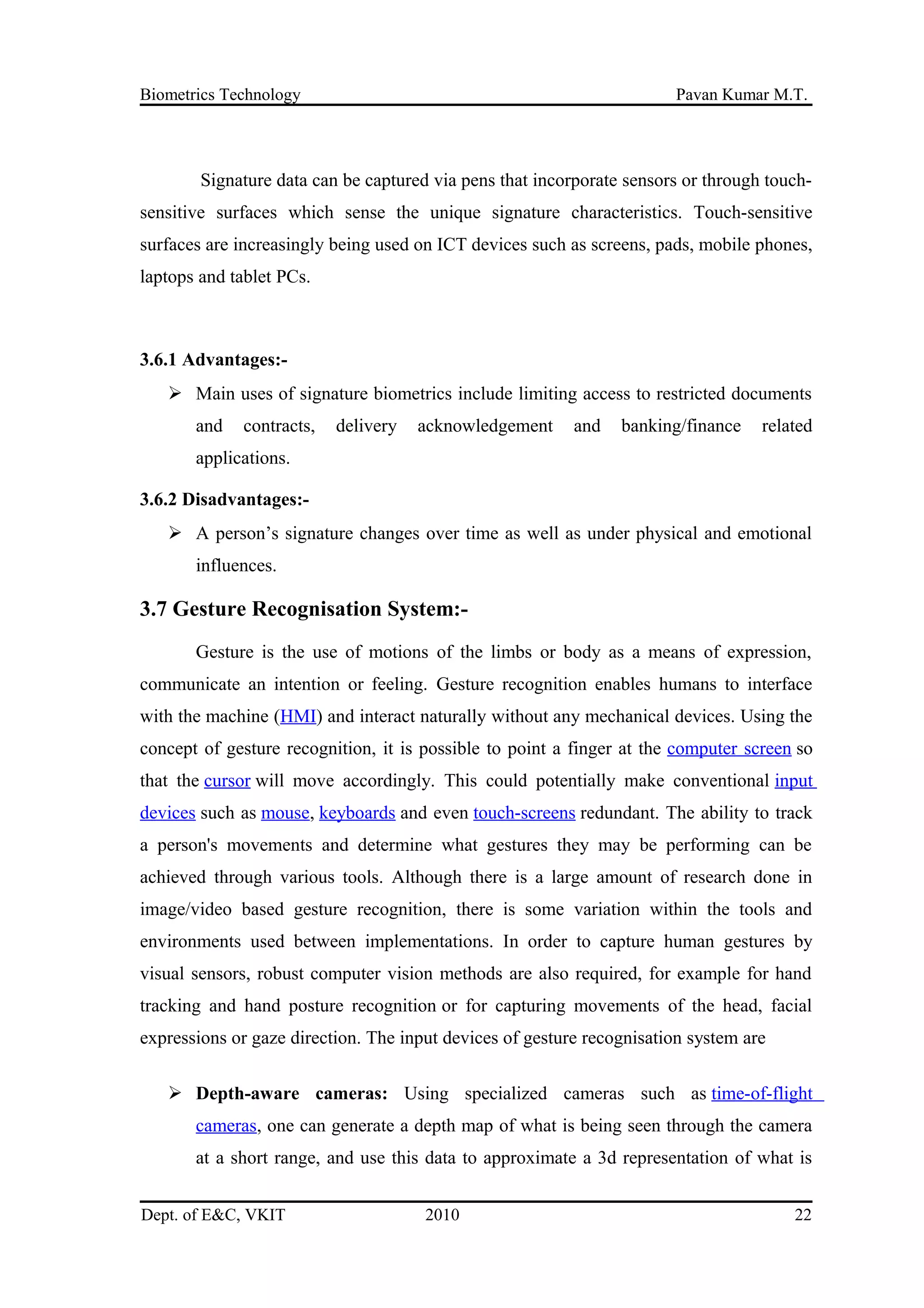Biometrics Technology Seminar Report. | DOC